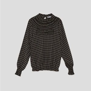 Zara | Tops | Zara Ruffled Blouse With Elastic Detail | Poshmark